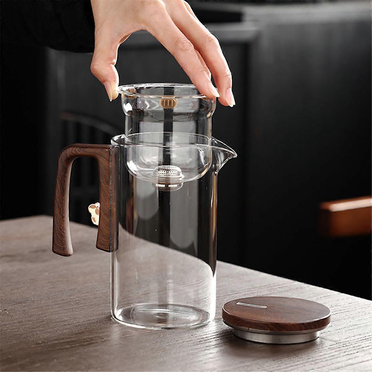 720ML Glass Teapot Water Separation Inner Container One Click Magnetic ...