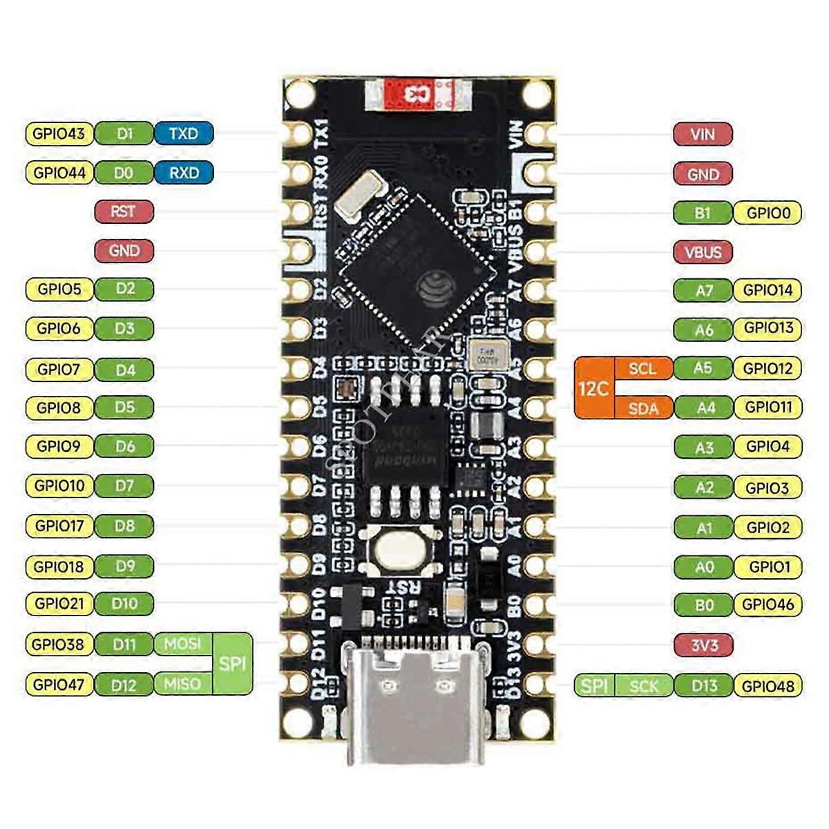 ESP32 S3 Nano Development Board ESP32-S3R8 Chip Compatibel met voor Arduino Nano ESP32 voor IoT ...