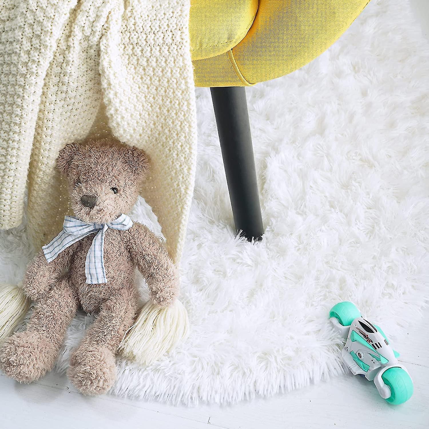 Oval Fluffy Rug Carpets, Modern Plush Shaggy Area Rug For Kids Bedroom ...