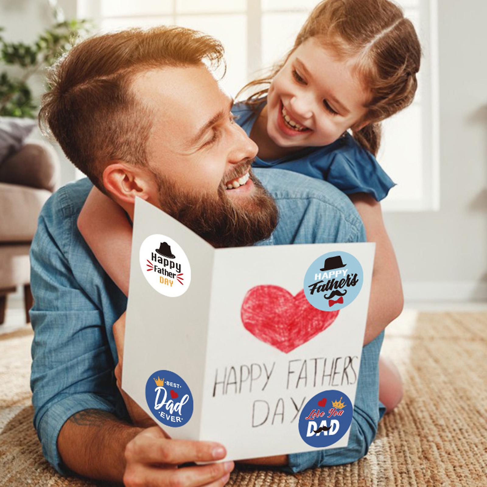Happy Father's Day Stickers 64pcs/4 sheets Hat Beard Letters Art Decal ...