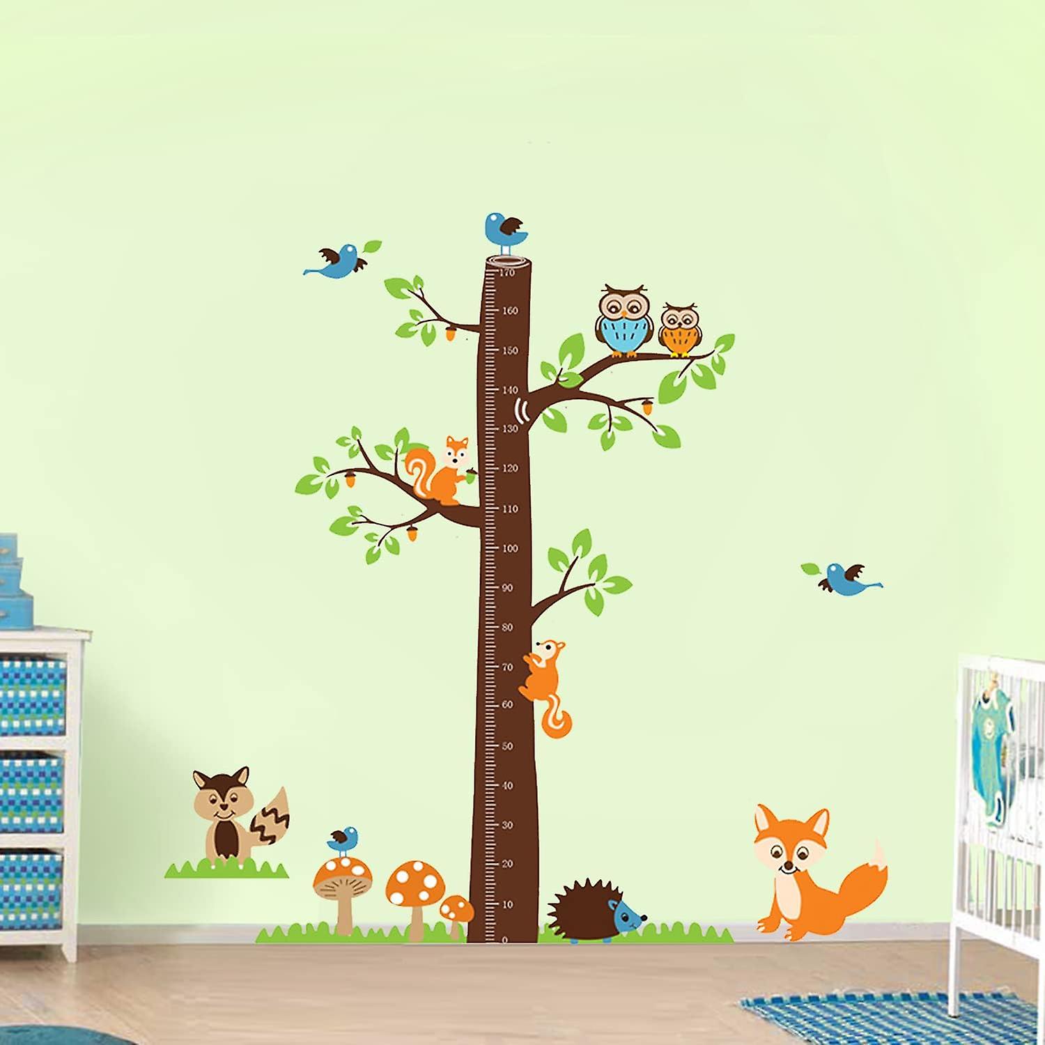 Wall Stickers Fox Tree Height Measure Removable Self-adhesive Mural Art ...