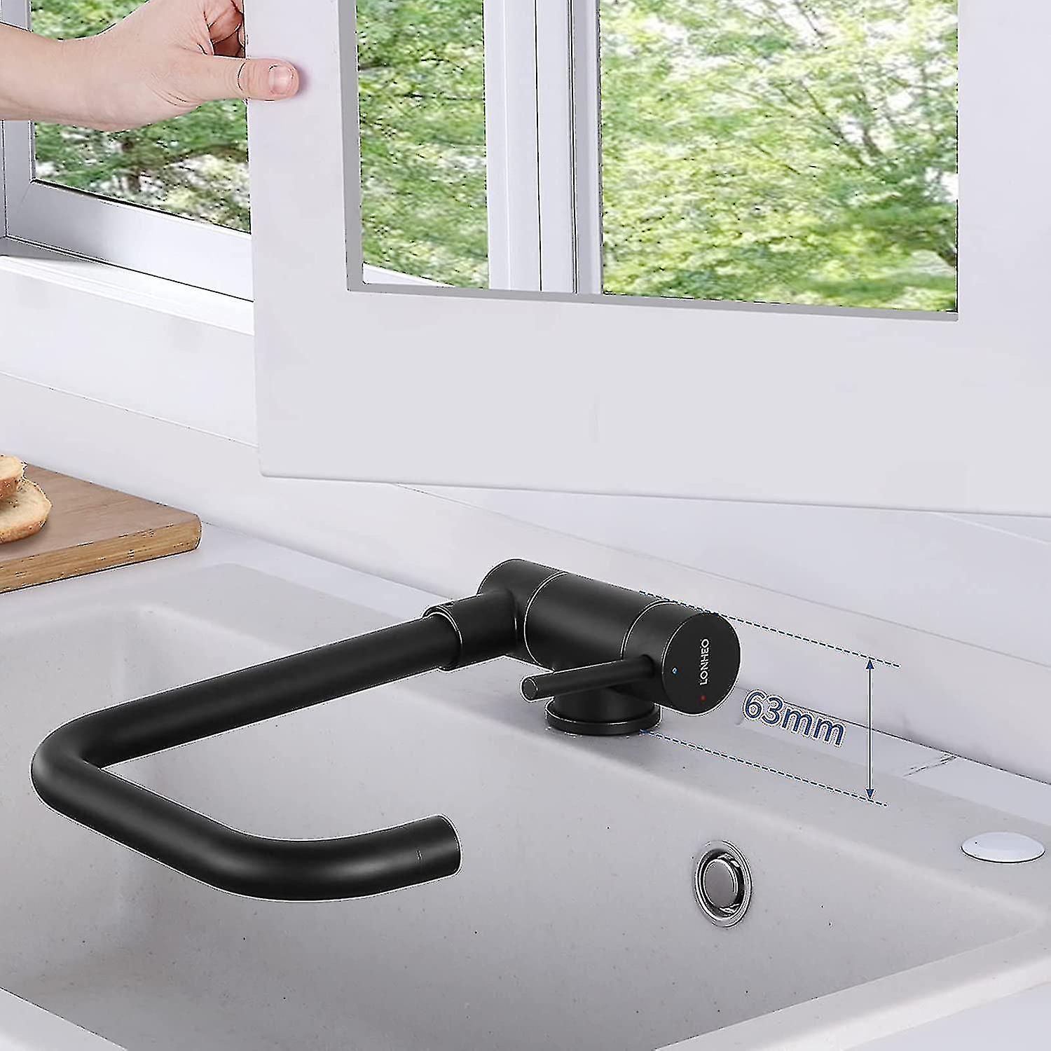 360 Swivel Folding Black Kitchen Faucet, Window Folding Kitchen Mixer ...