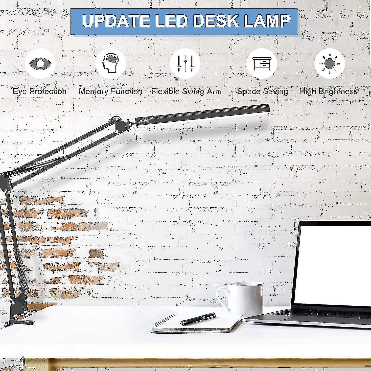 Led Desk Lamp With Clamp, Swing Arm Desk Lamp, Adjustable Desk Light ...
