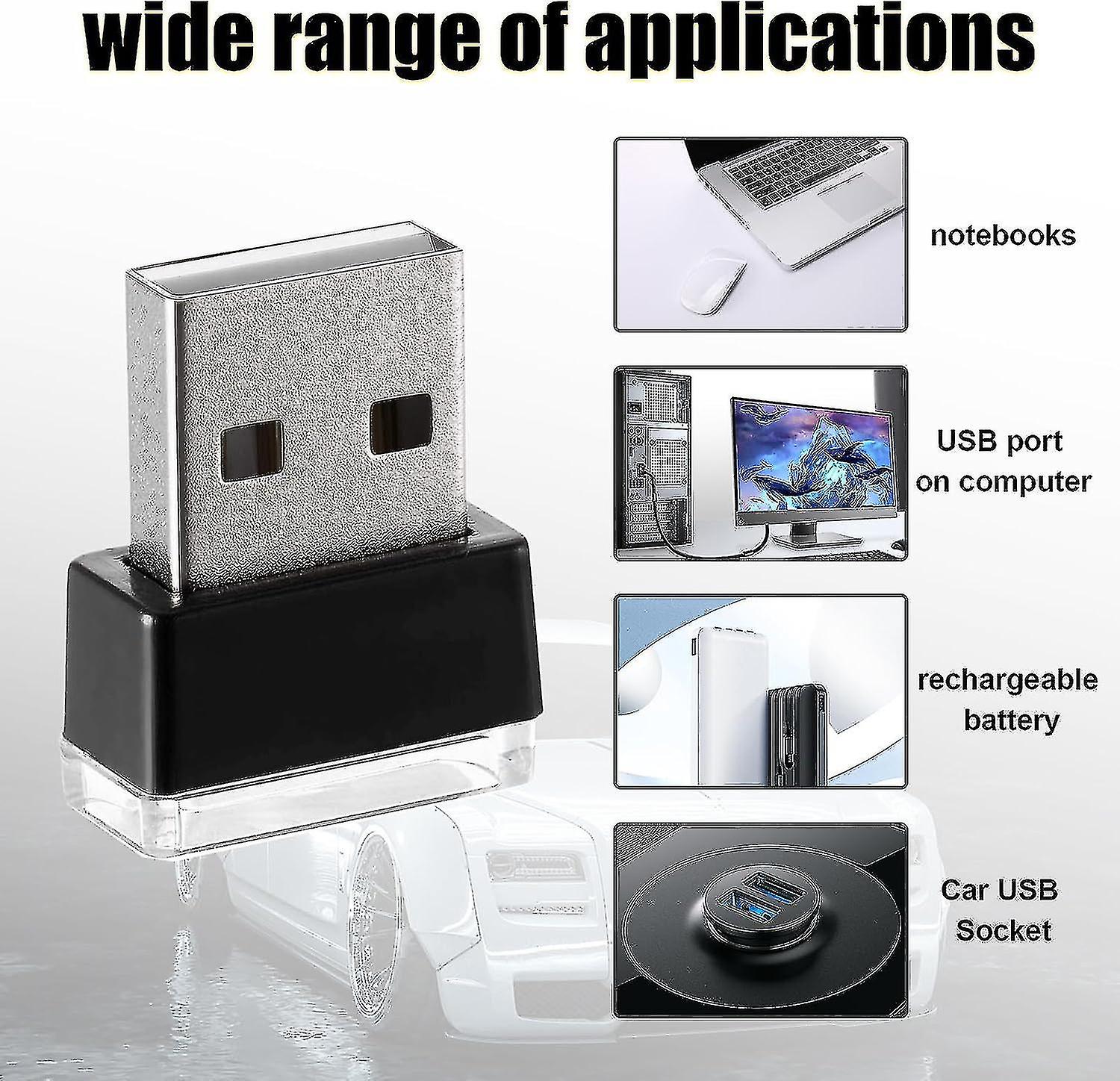 4pcs Usb Led Car Interior Atmosphere Lamp, Mini Usb Car Light, Plug-in ...