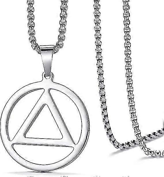Necklace For Men Stainless Steel Aa Recovery Triangle Necklace Sobriety ...