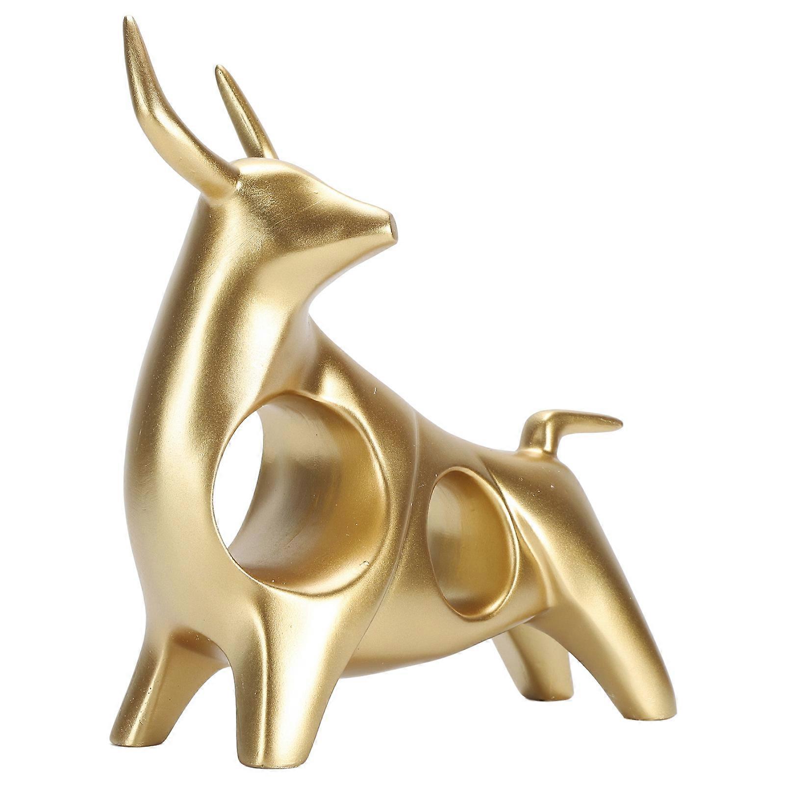 Bull Sculpture Resin Golden Fighting Bull Figurine Exquisite Ox Desk ...