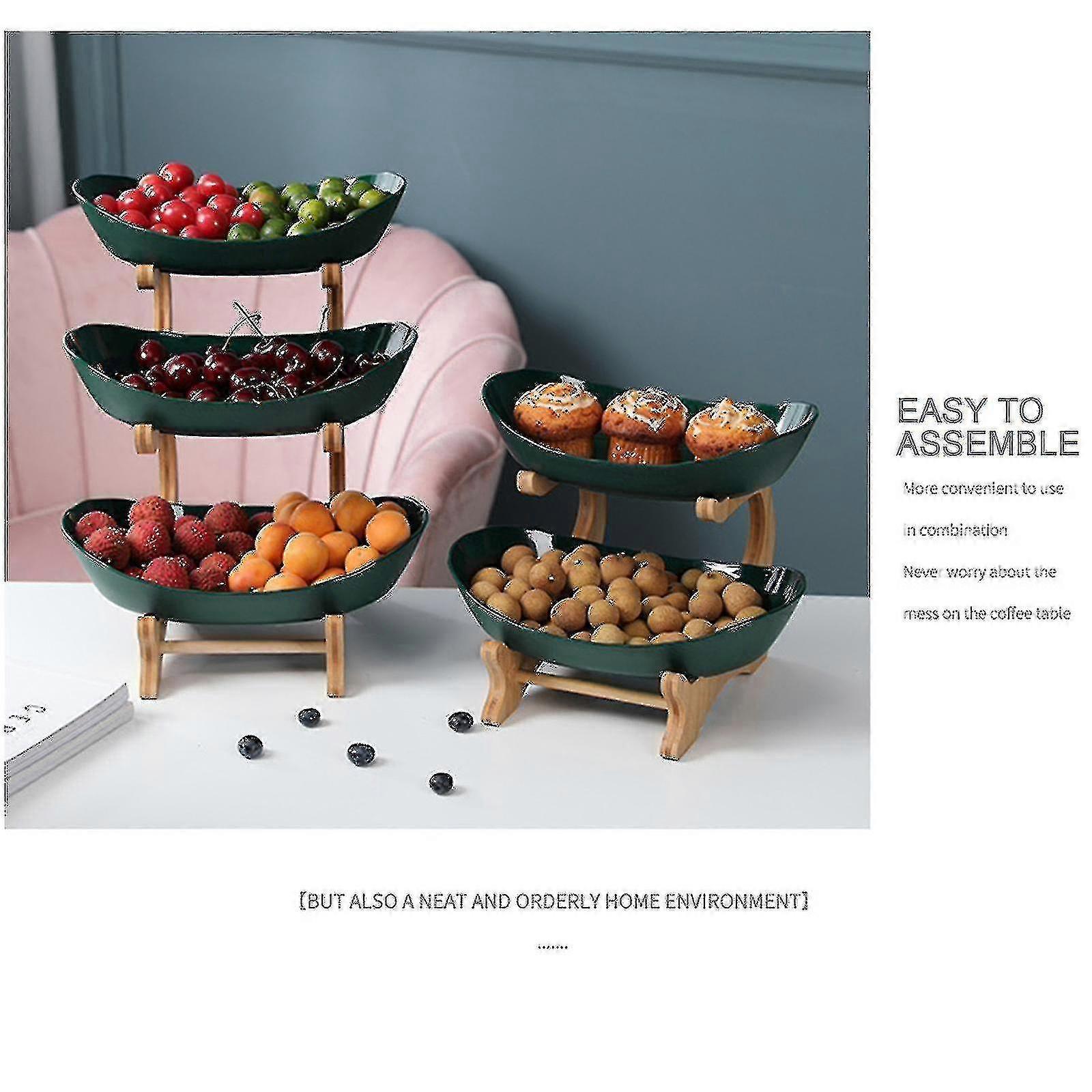 3 Tier Fruit Serving Tray Fruit Bowl With Metal Stand Ceramic Serving ...