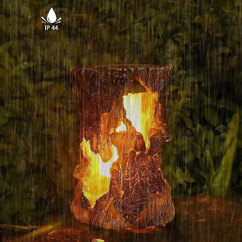 Solar Stump Lights Outdoor Flickering Flame Decorative Lantern ...
