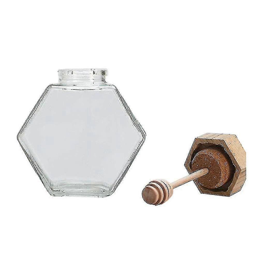 Honey Jar Clear Thicken Glass Hexagon Shape Honey Pot Jar Container ...