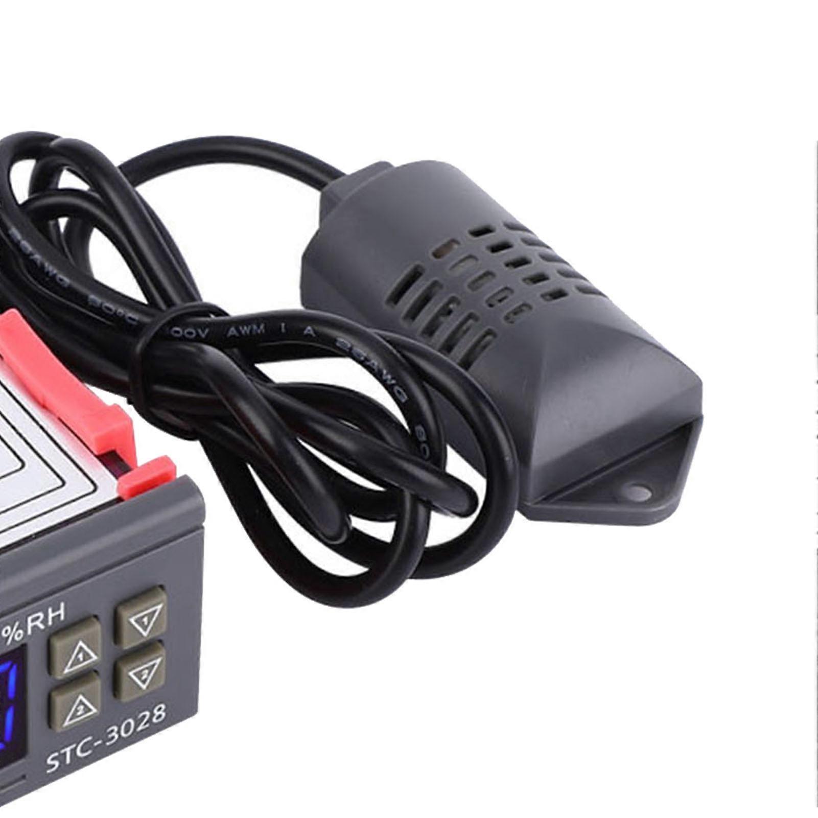STC-3028 Digital Display Temperature and Humidity Controller Meter with Integrated Sensor (12V ...