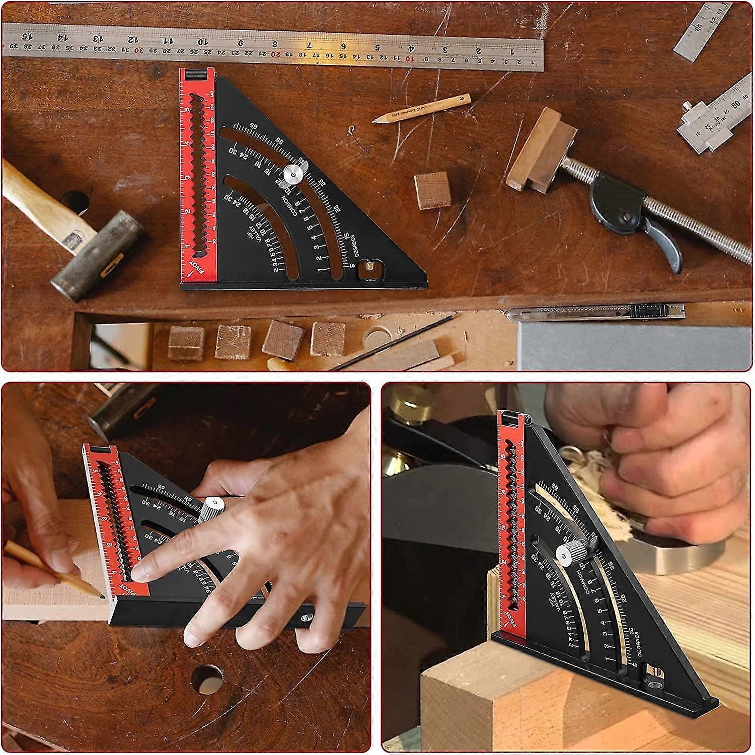 Folding Metal Carpenter Square Marker Pen 4 In 1 Aluminum Multi-tool ...