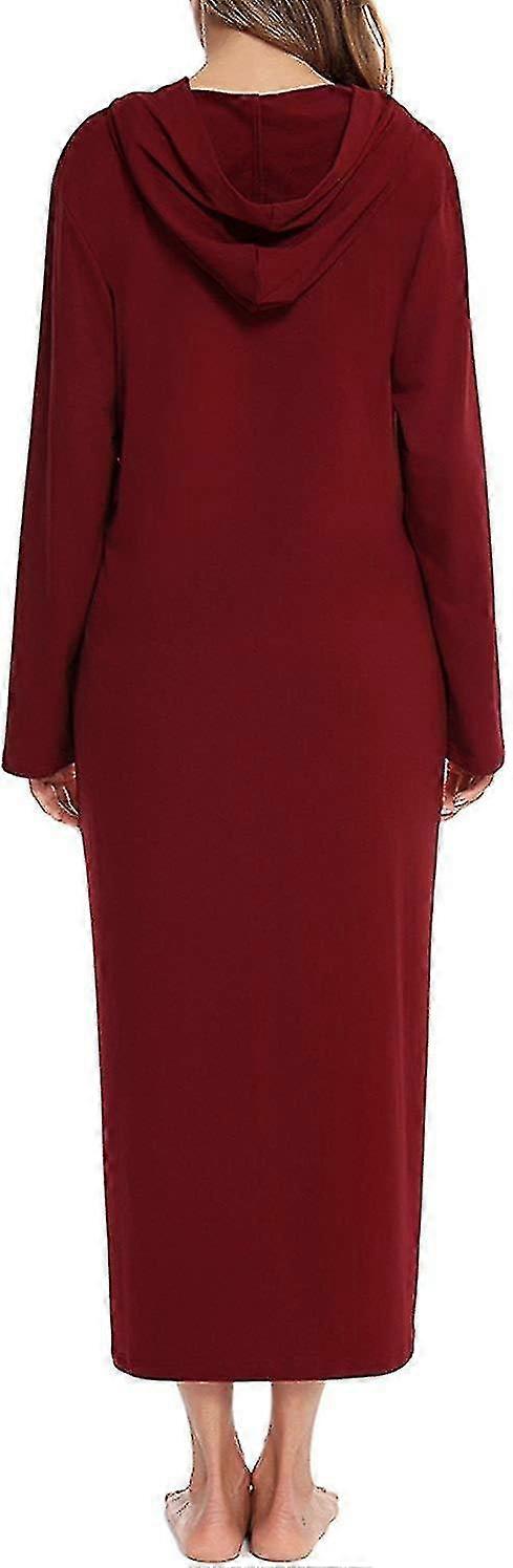 Dames Lange badjas met capuchon Badjas Rits Up Duster Volledige Lengte ...