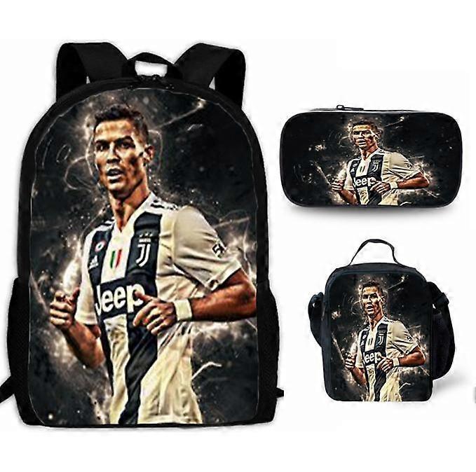3 Pcs/set 16 Inch Ronaldo CR7 Backpack 3D Print Kids Schoolbag Children ...