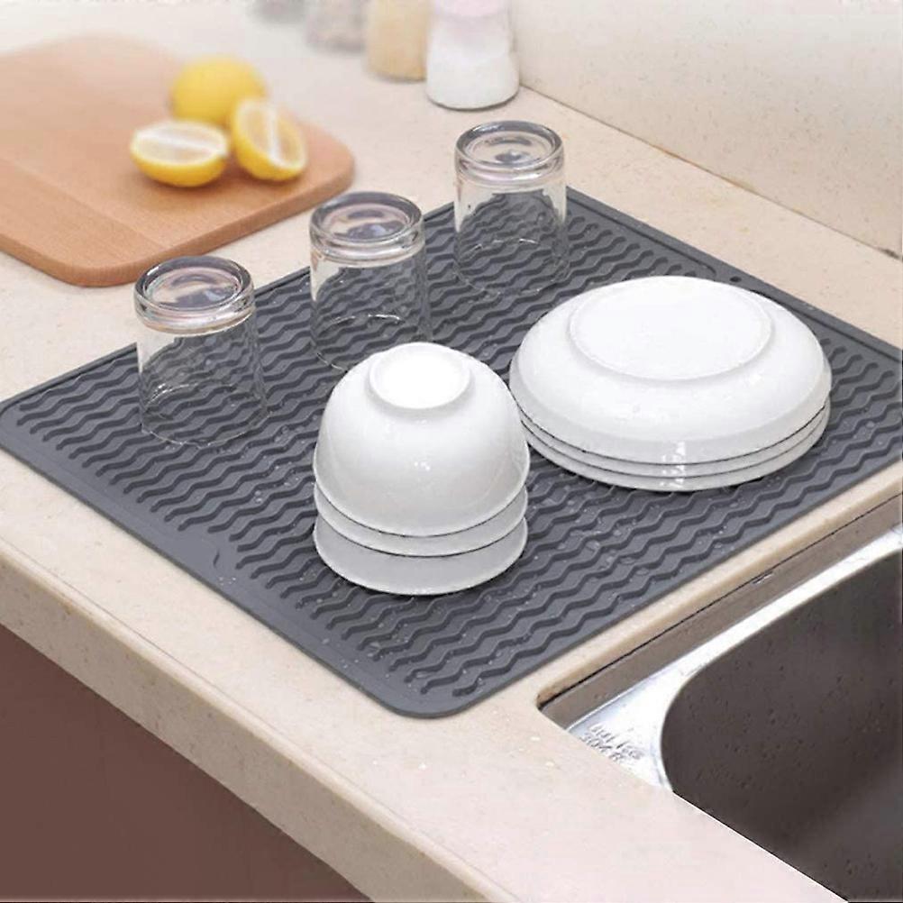 Silicone Drying Mat Silicone Heat Resistant Draining Mat 40 x 30 cm Non Slip Dish Drying Mat ...