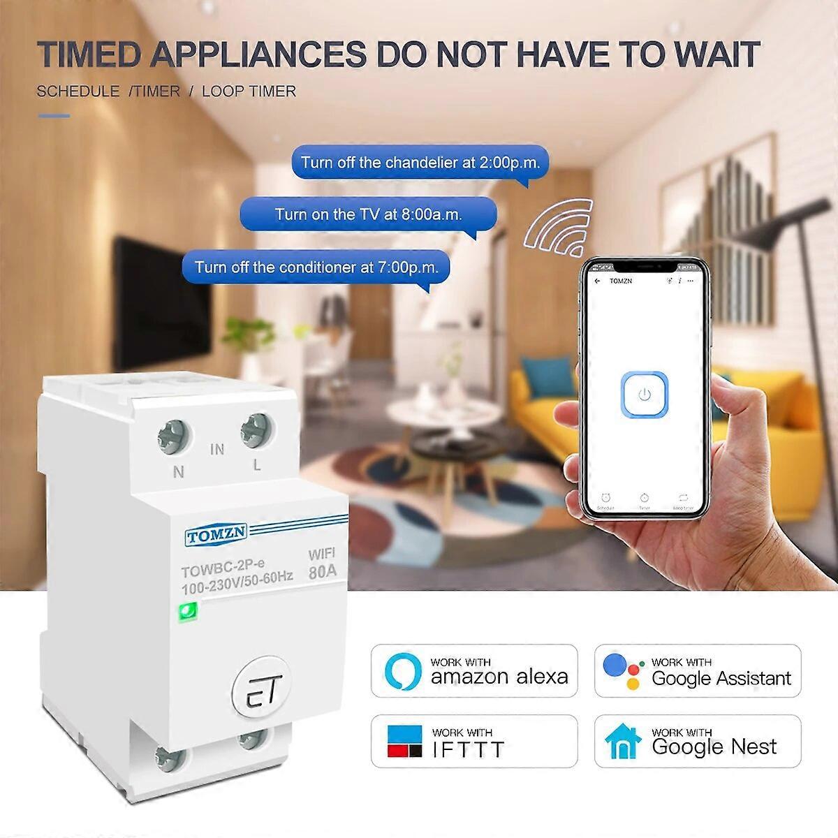 Din Rail WIFI Circuit Breaker Smart Switch Remote Voice Control by ...