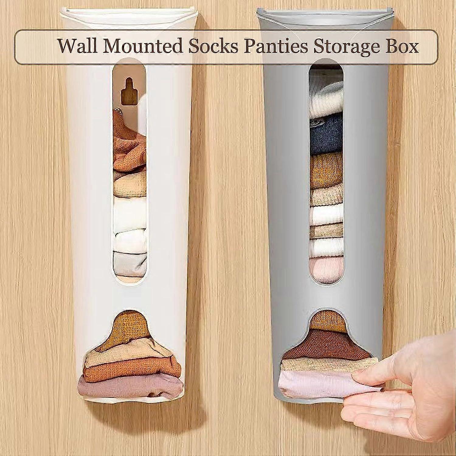 Socks Underwear Organizer, Wall Hanging Storage Box Punch Free Vertical ...