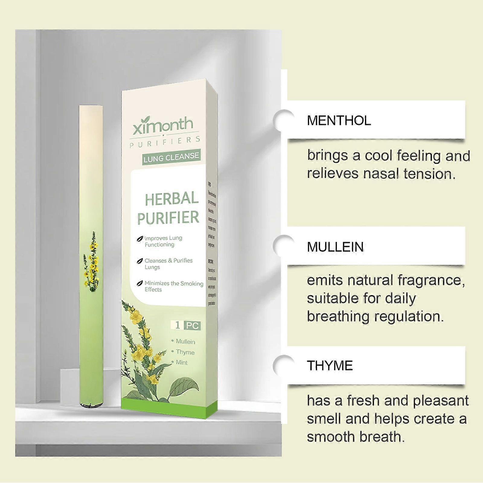 4 Pcs Herbal Diffuser Pens for Lung Cleanse & Energy Boost with Mullein, Thyme, Guarana, Green ...