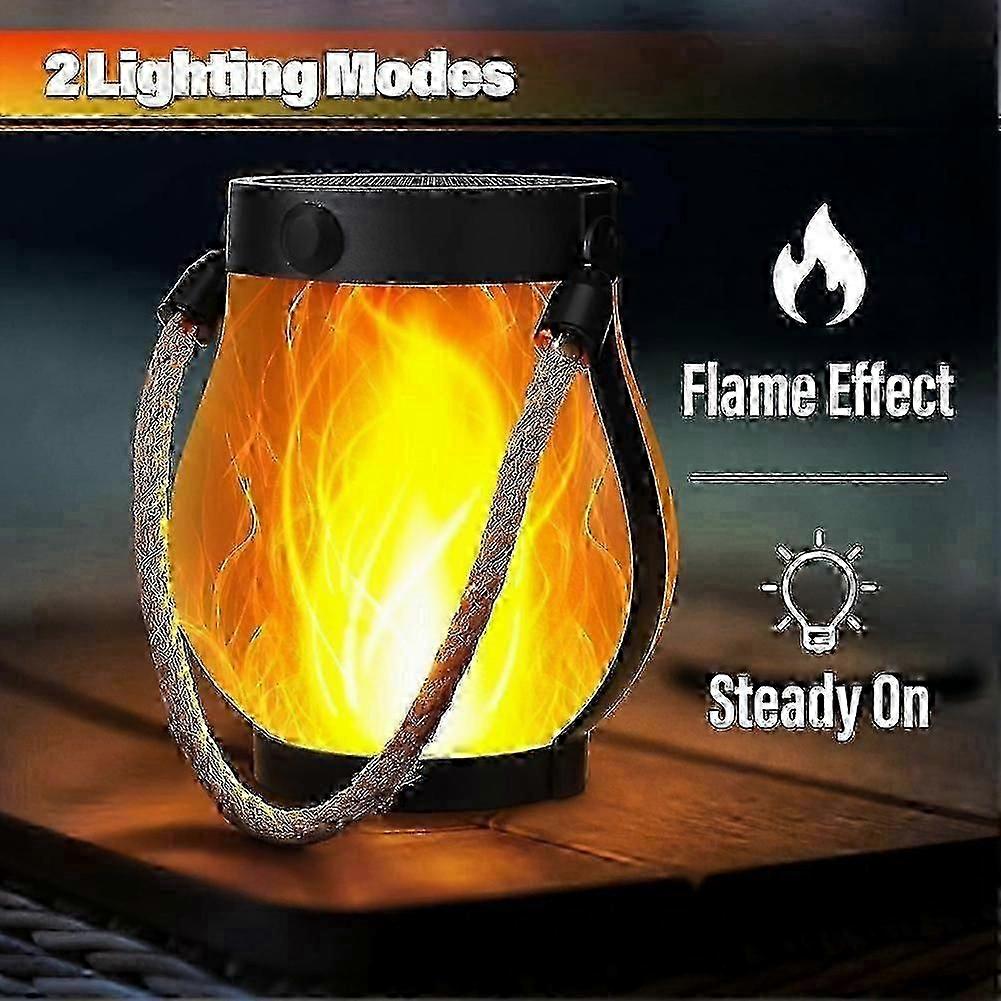 Solar Lanterns Lights Flickering Flame Garden Lights with Dual Charging ...