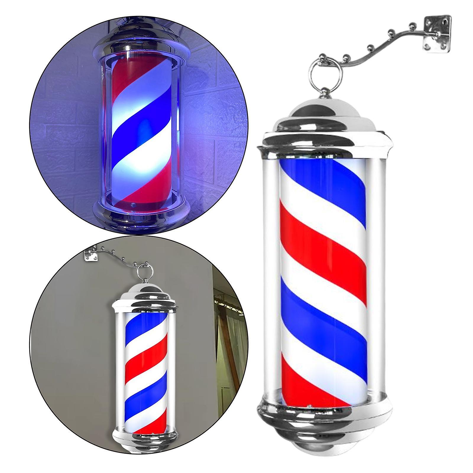 Rotating Barber Pole Light Outdoor Hair Salon Shop Sign 40cm Red Blue ...