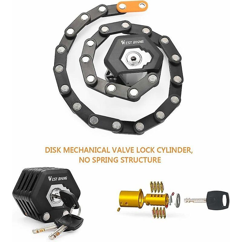 Bike Lock, Portable Compact Folding Chain, Aluminum Alloy Foldable Lock ...