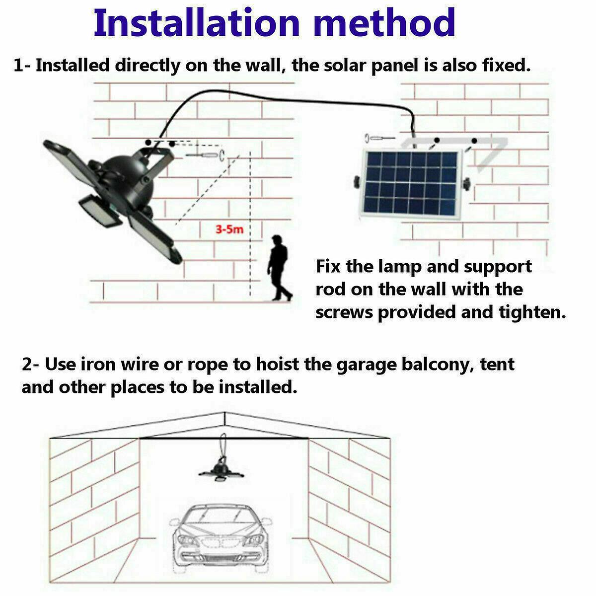 Solar Garage Lights Indoor Outdoor & Remote 60LED Deformable Ceiling ...