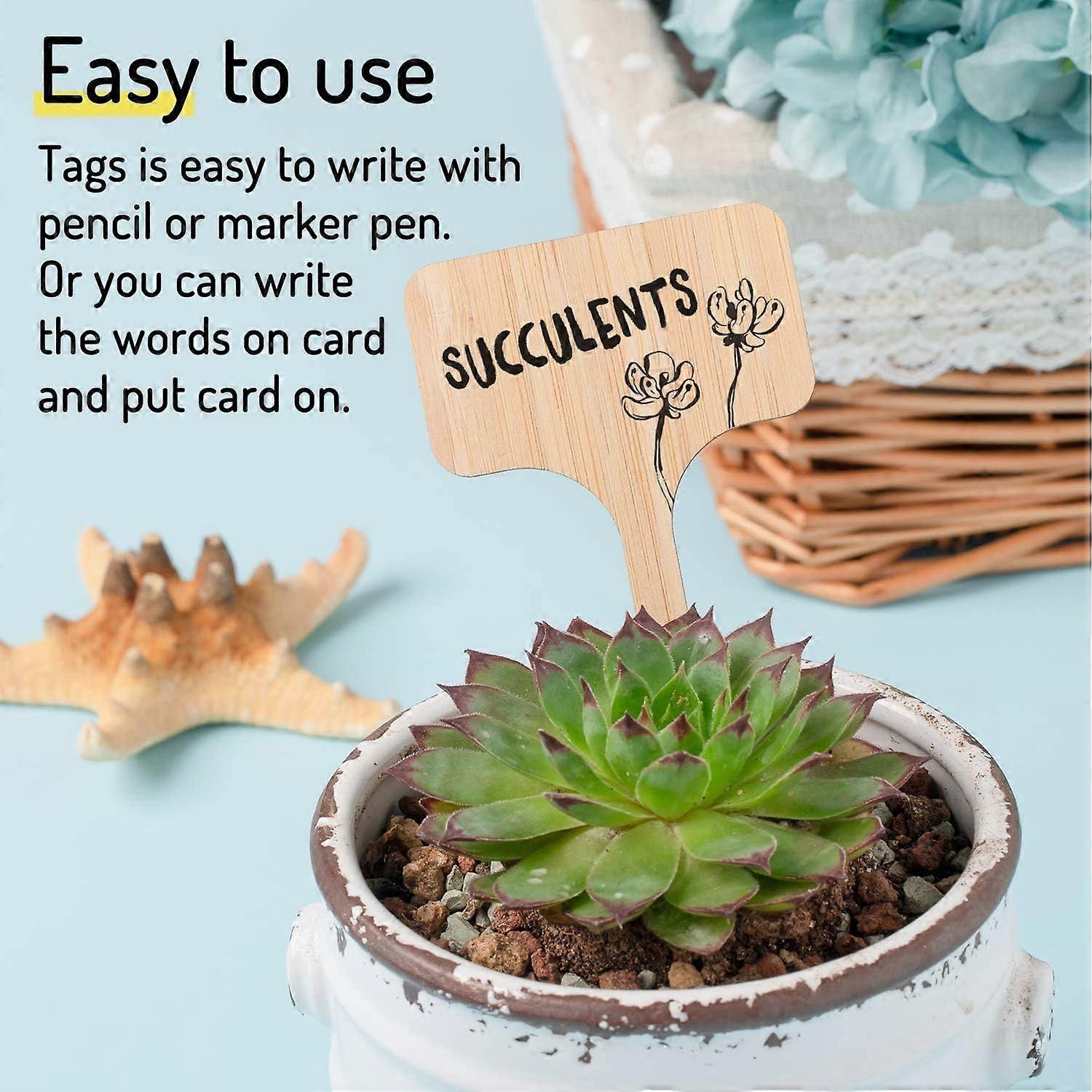 50 pieces of bamboo plant labels, T-shaped wooden plant labels, seed ...