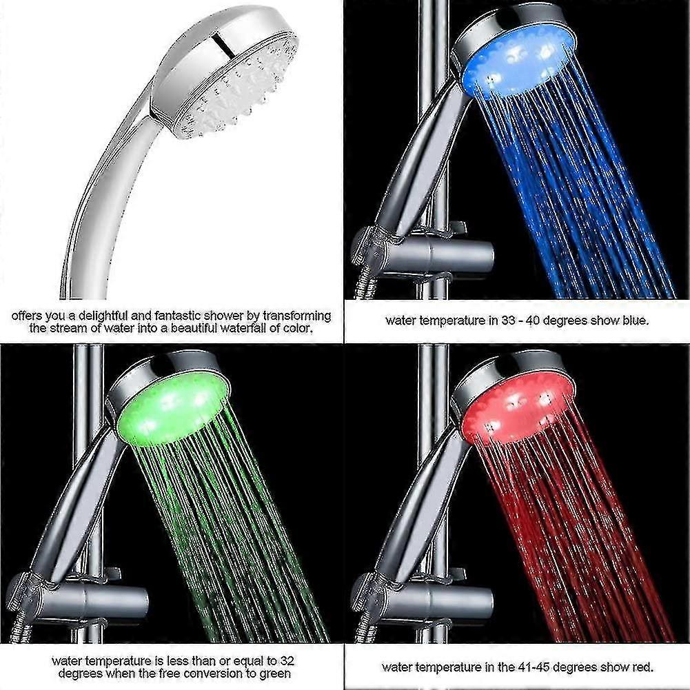 LED Shower Head 3 Color Changing Blue/Green/Red Water Light Glow ...