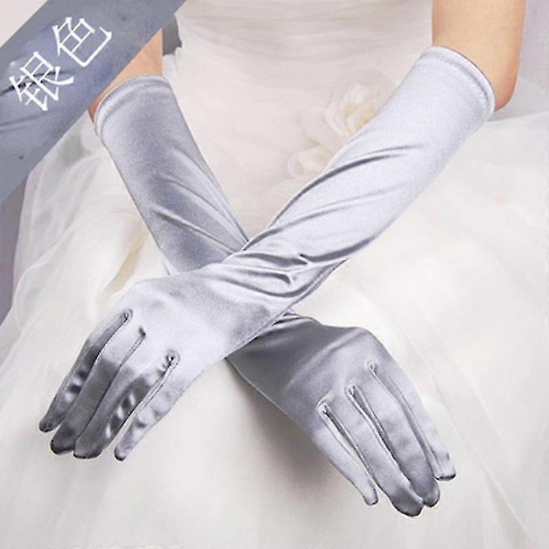 Women Long Satin Smooth Sunscreen Driving Gloves Female Evening Party ...