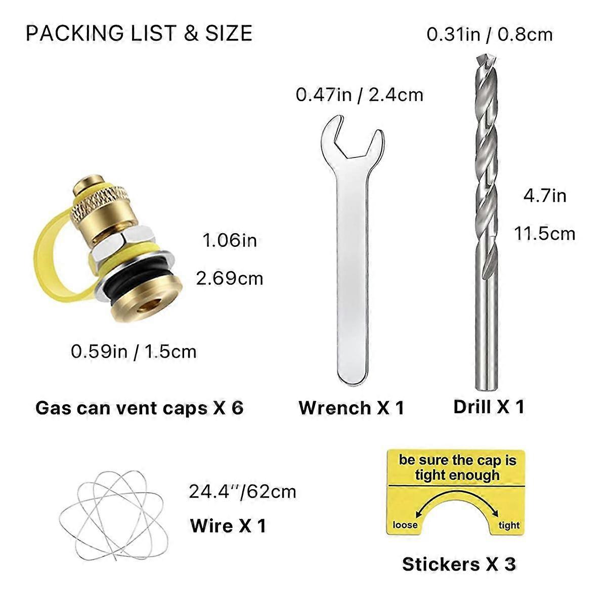 Fuel Gas Can Vent Caps, 6 Pack Upgrade Fuel Gas Can Vent Kit, Used for ...