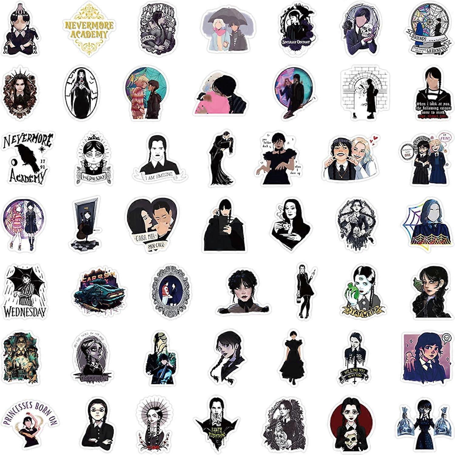 100pcs Wednesday Addams Stickers,Beautiful Vinyl Wednesday Stickers and ...