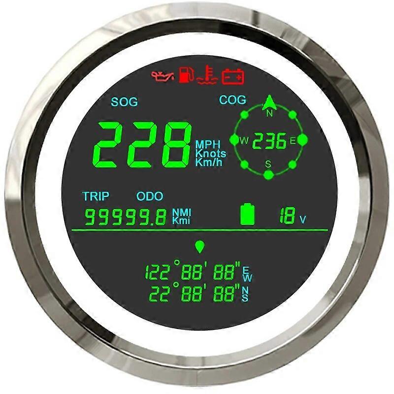 85mm LCD Multi-Function Fuel Level Gauge SOG COG ODO Voltmeter GPS Speedometer for Marine Car ...