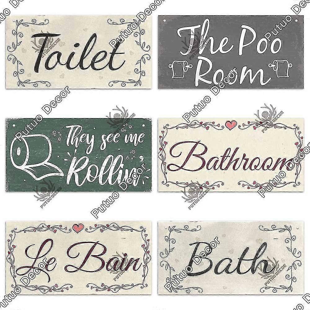 Puto Decorative Toilet Signs Wooden Hanging Plaques Bathroom Door ...