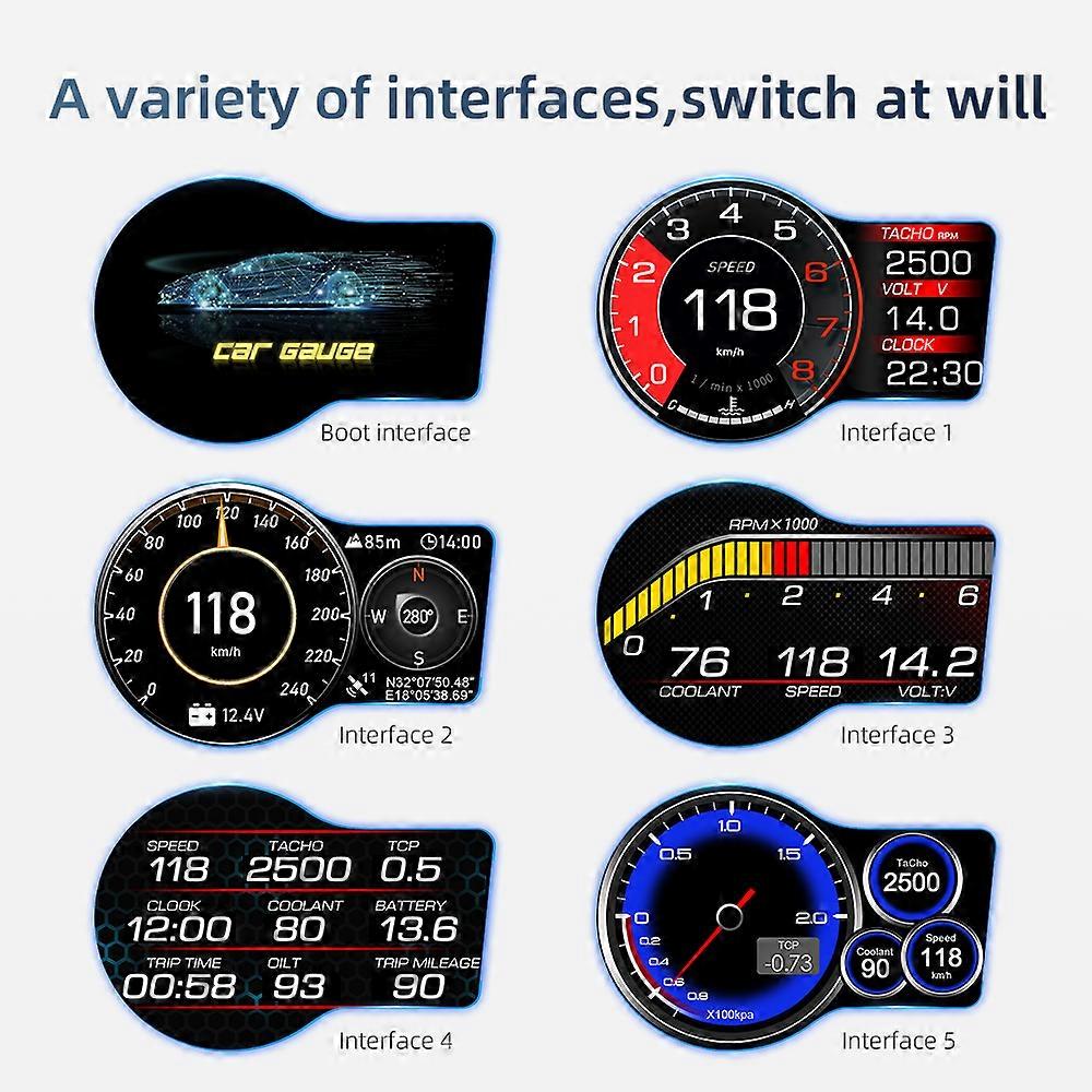 New Head Up Display Smart Car HUD Gauge Digital Odometer Security Alarm Water&Oil Temp RPM Multi ...