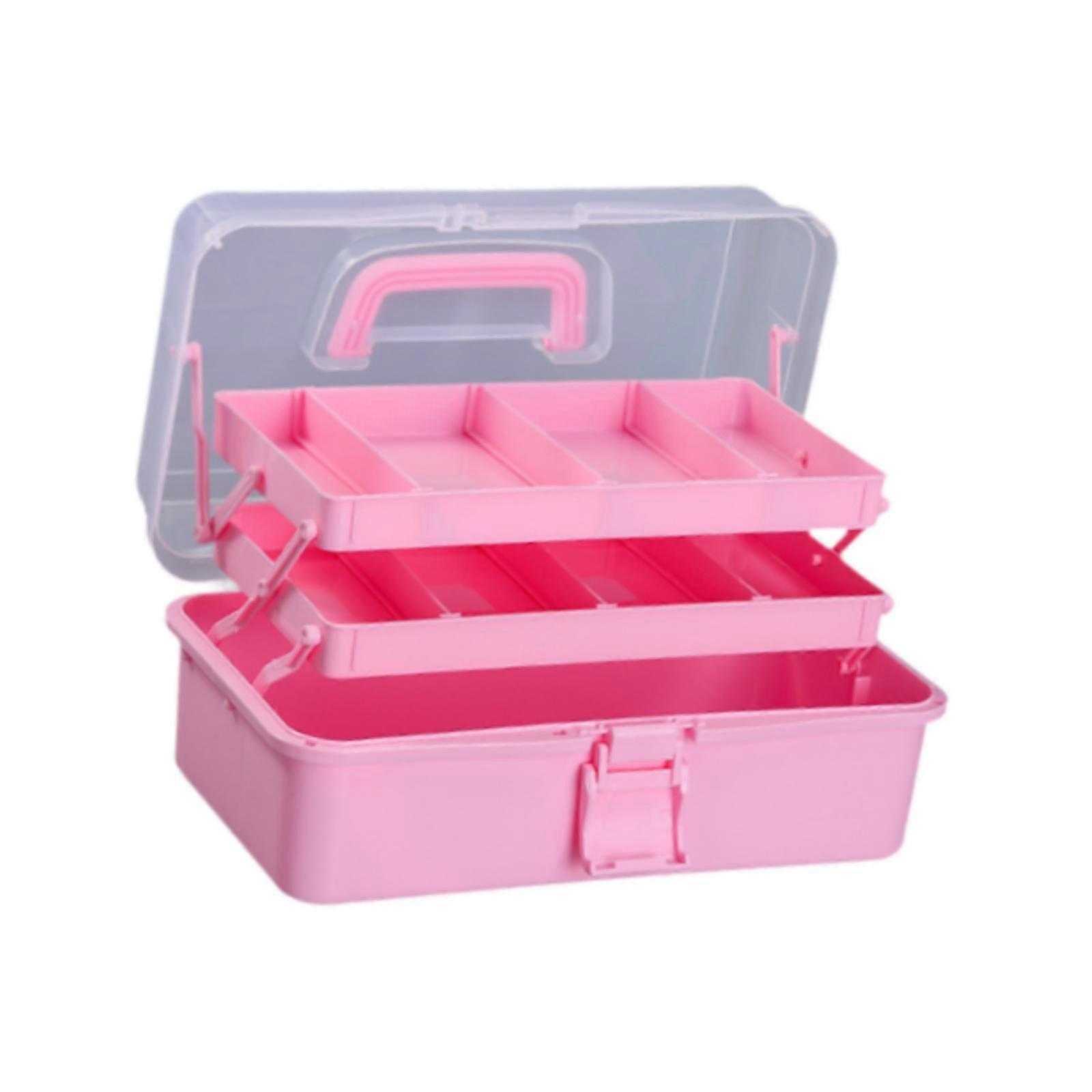 3 Tier Storage Box Foldable Art Case Versatile Supplies Caddy Portable ...