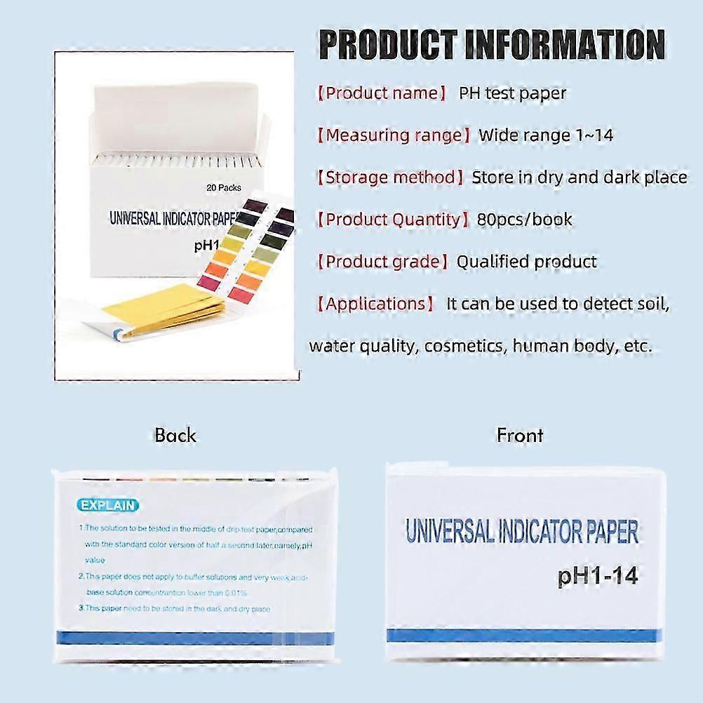 20 Pack 1600 Strips pH.1-14 Test Paper Extensive Test Paper for Water ...