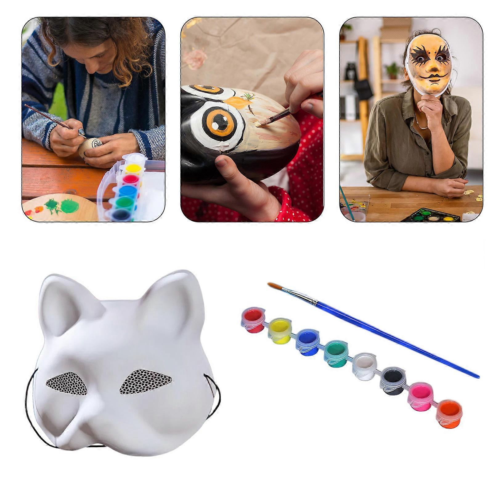 Unpainted Masquerades Mask with Acrylic Paint and Paint Brush, Paper ...