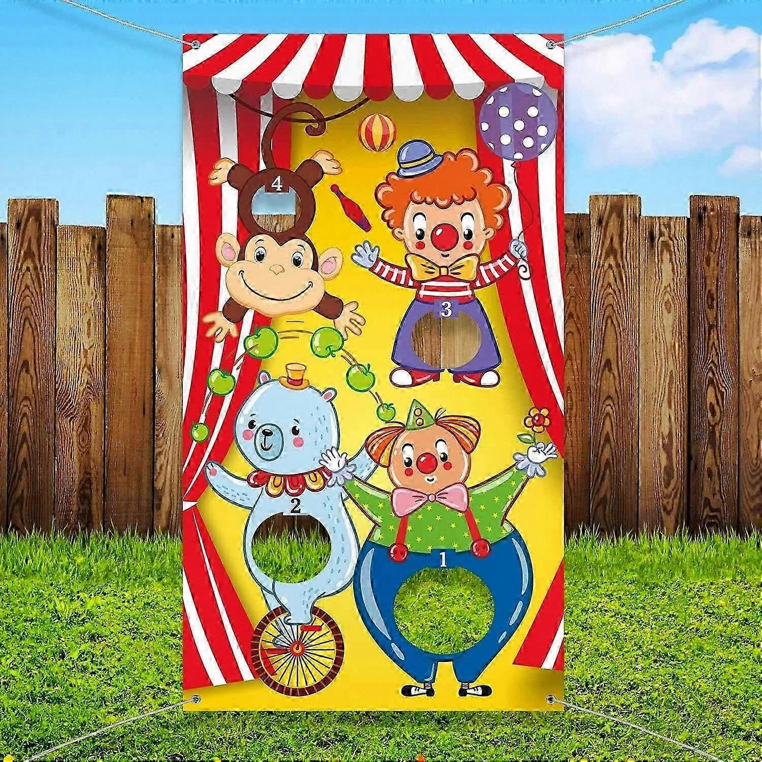 Festival Clown Toss Game Banner with Soft Bags for All Ages at Party ...