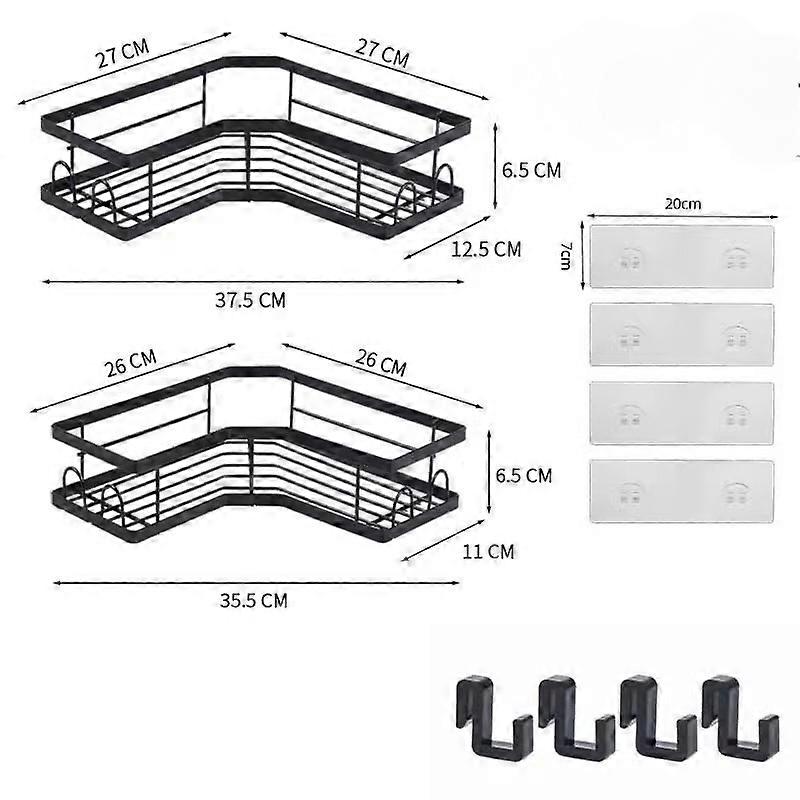 Bathroom Storage, 2Pcs Black Bathroom Shelf, Bathroom Accessory, Shower ...