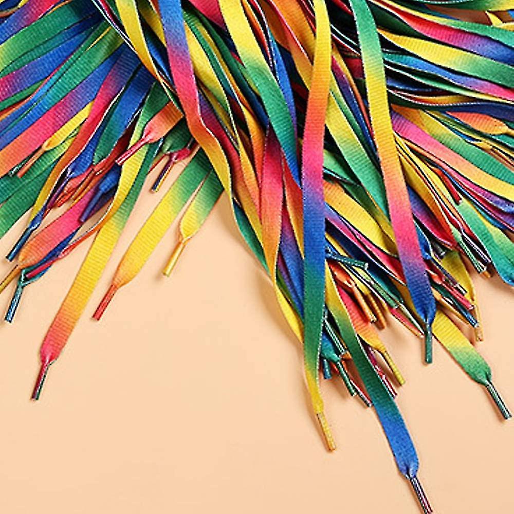 15 Pairs of Shoelaces, Wide Flat Colorful Shoelaces, Gradient Color ...