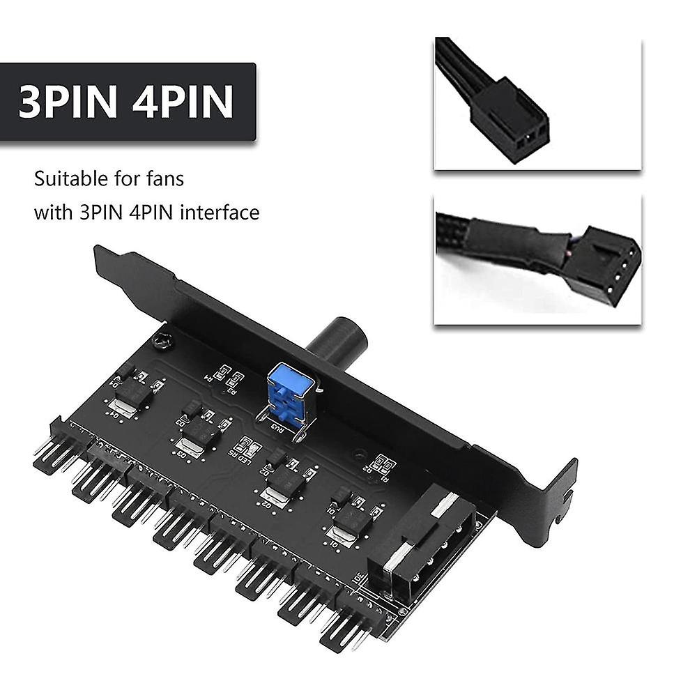 Pc 8 Channels Fan Hub Cooling Fan Speed Controller For Cpu Case Hdd Vga ...