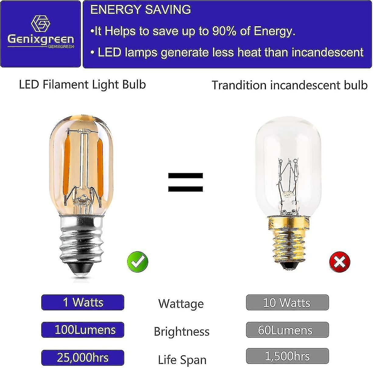 Led E14 1w, T22 Vintage Amber Glow Tubular Night Light 10w E14 ...