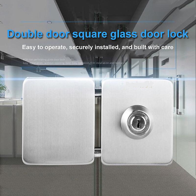 Stainless Steel 10-12mm Glass Door Lock Double Sides Open No Drilling ...