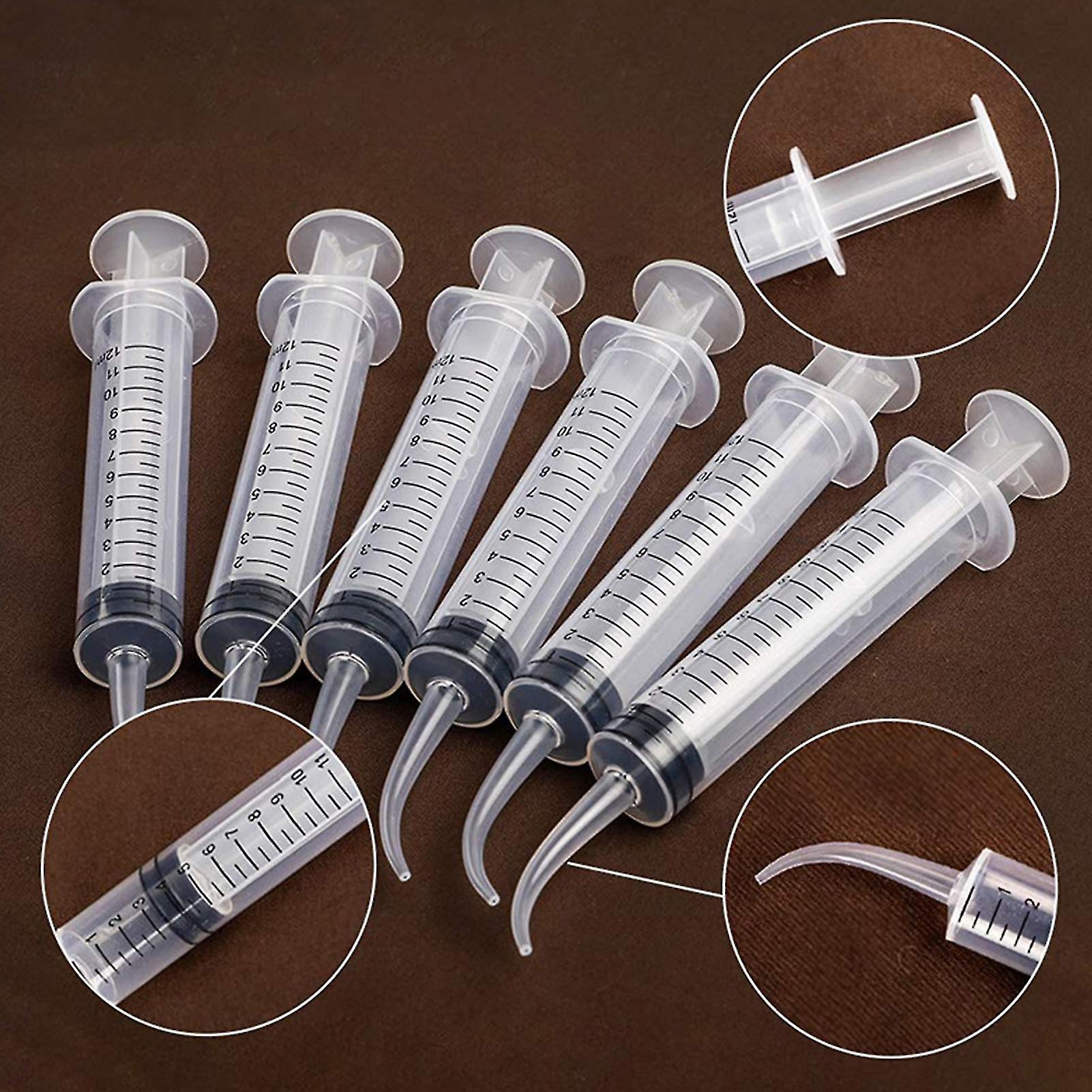 10pcs 12ml Disposable Dental Syringe Transparent Elbow Syringe Teeth ...