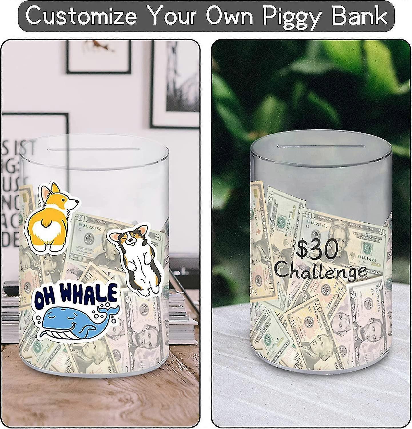 Clear Acrylic Money Box Break To Open Piggy Bank For Lmell Adults Or ...