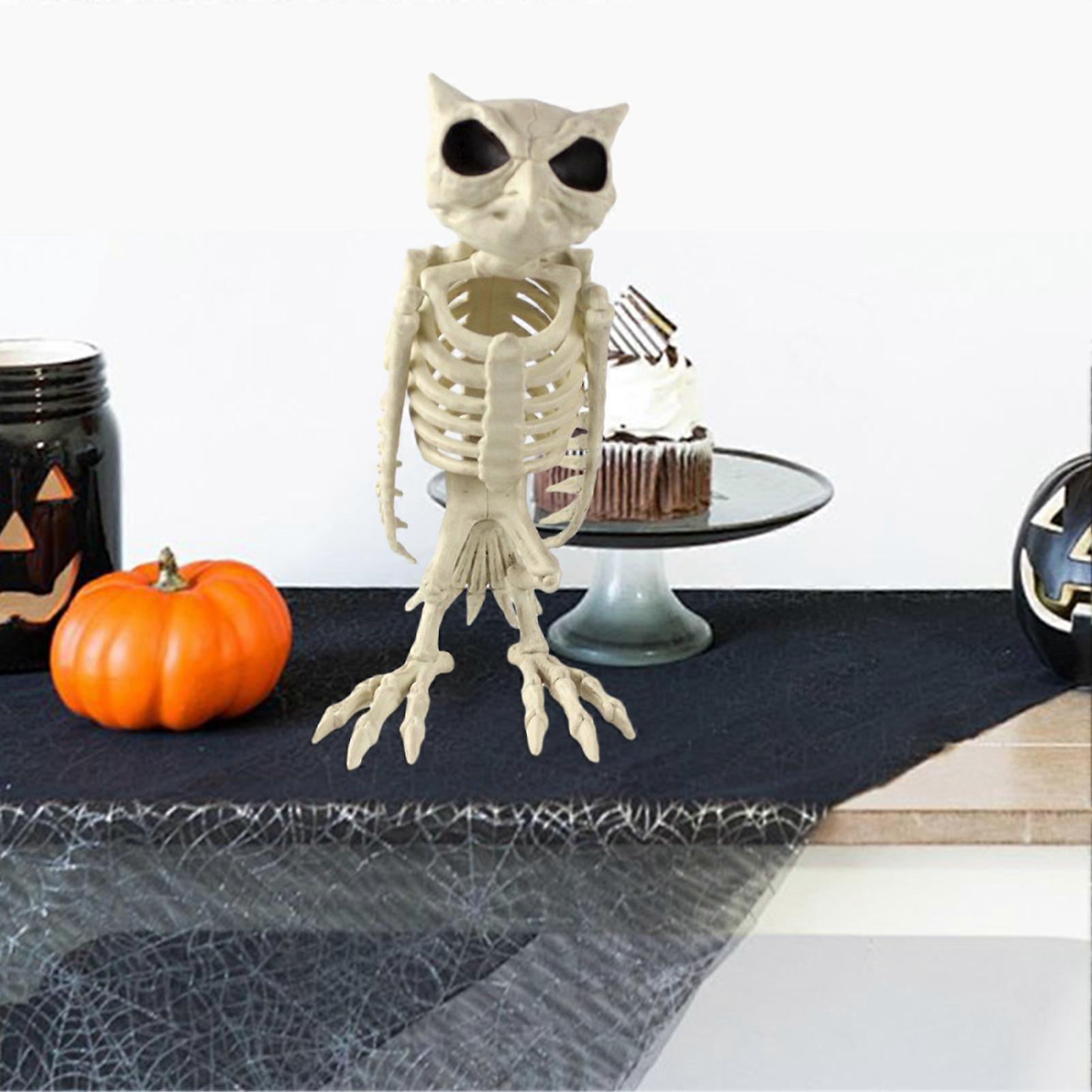 Halloween Skeleton Owl Decoration Realistic 12" Skeleton Animal Figure ...