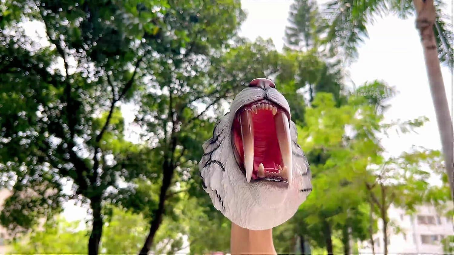 Saber-toothed Tiger Hand Puppet, Wild Animal Puppets Toys, Soft Rubber ...