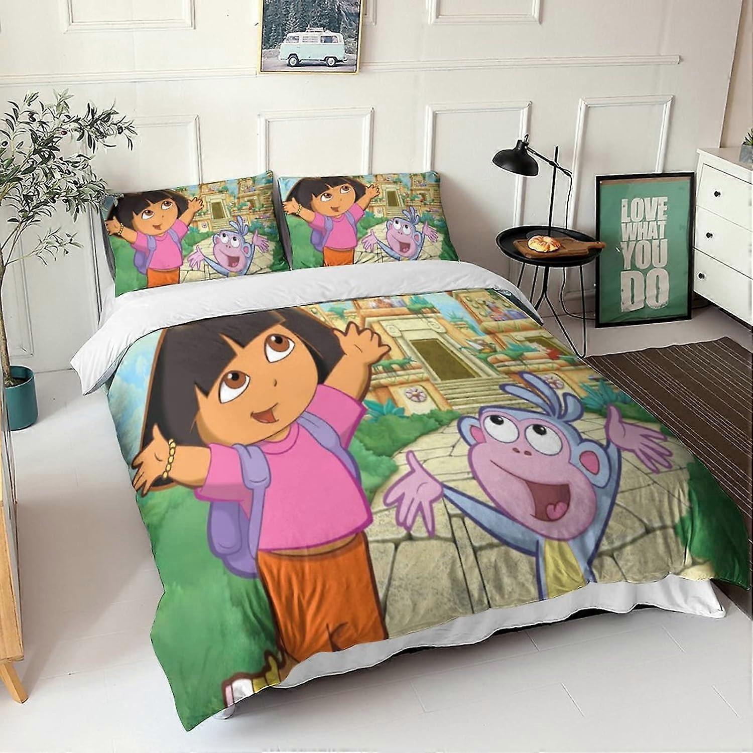 Dora The Explorer Three-Piece Bedding Set D,Dora The Explorer Household ...