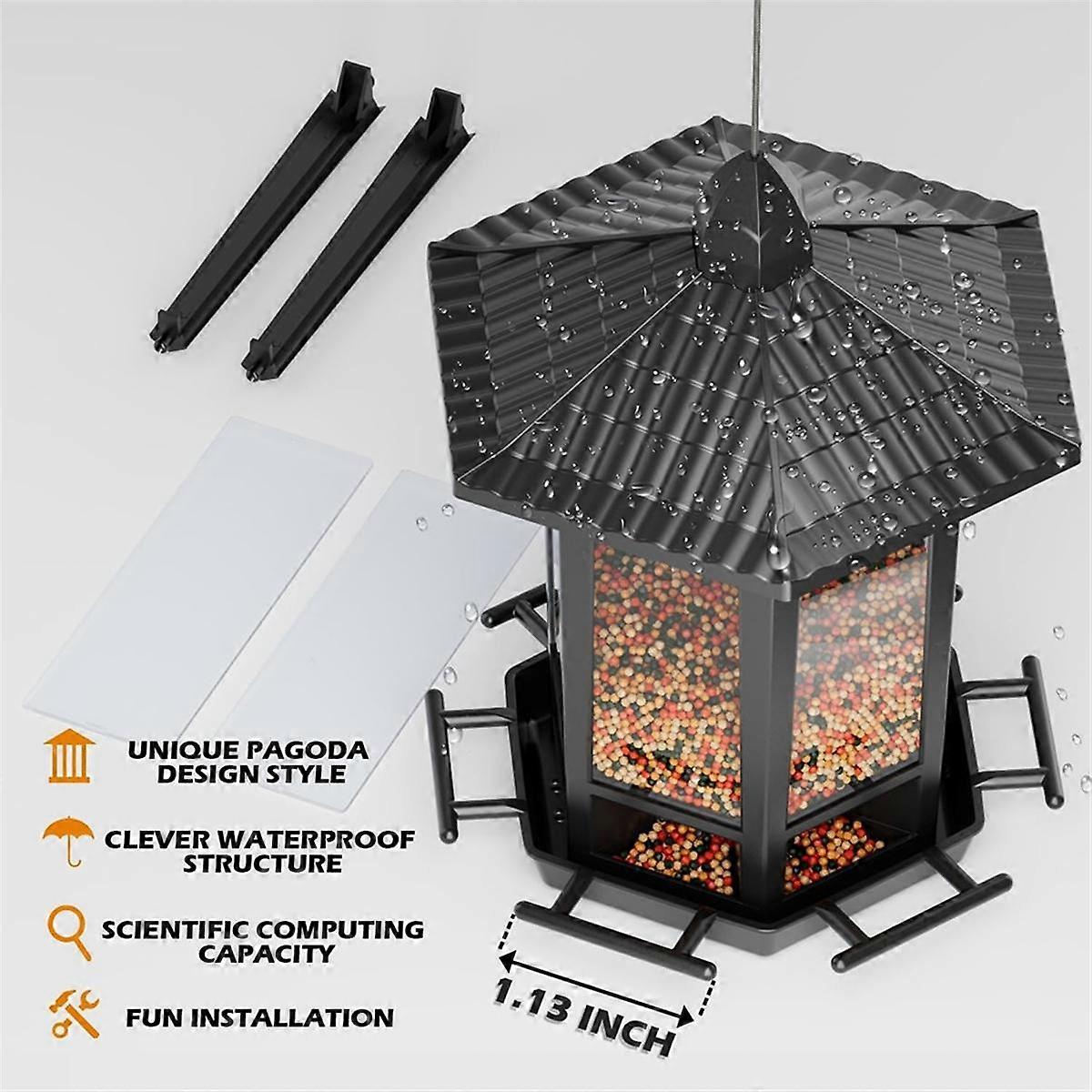 2 Pack Bird Feeders for Outdoor Hanging, Retro Pagoda Design Fun ...