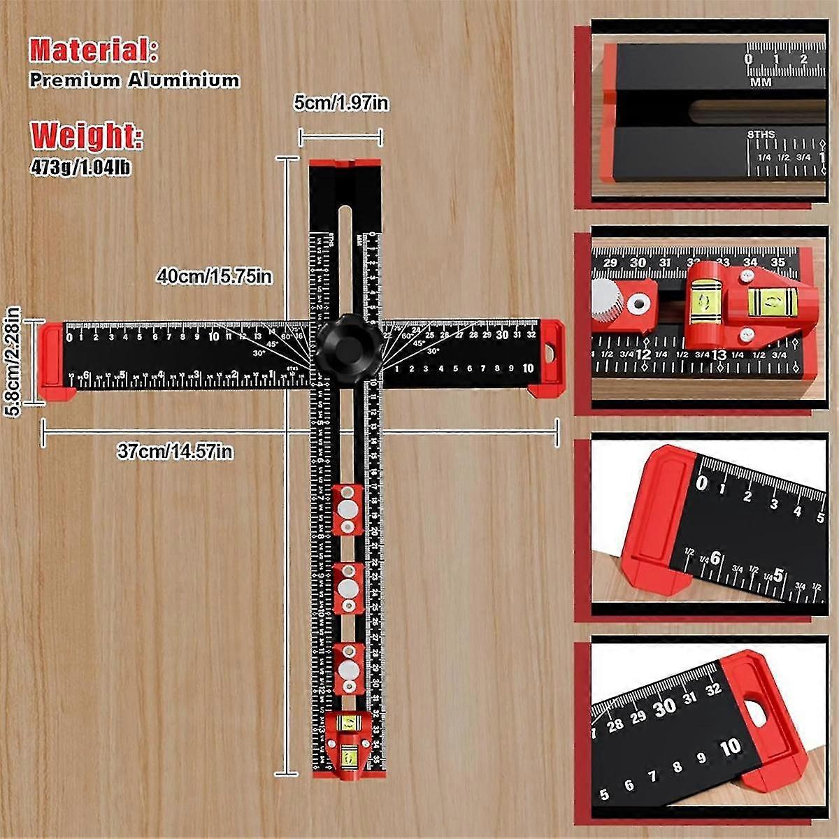 Woodworking 2 In 1 Drilling Positioning Ruler Combination Angle Ruler T ...