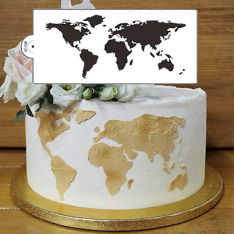 Cake Stencil World Map Pattern Bakeware PET Cookies Fondant Cutting Die ...